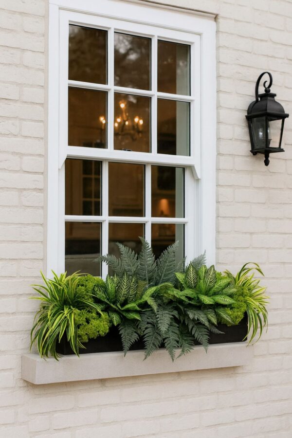 Artificial Forest Fern Window Box - Evergreen Direct