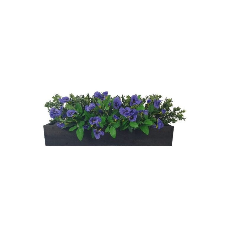 Artificial Boxwood and Pansy Window Box - Evergreen Direct