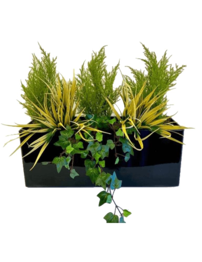 Artificial Conifer and Lush Grass Window Box - Evergreen Direct