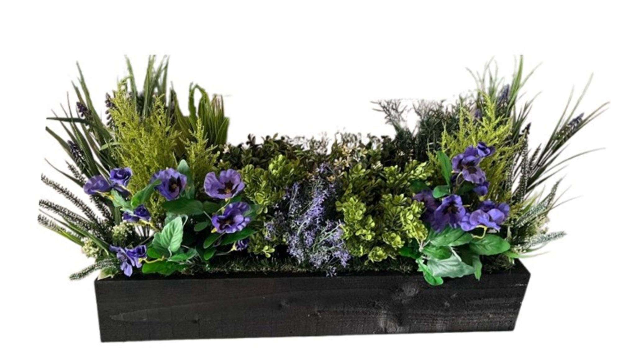 Artificial Pansy & Heather Window Box | Evergreen Direct