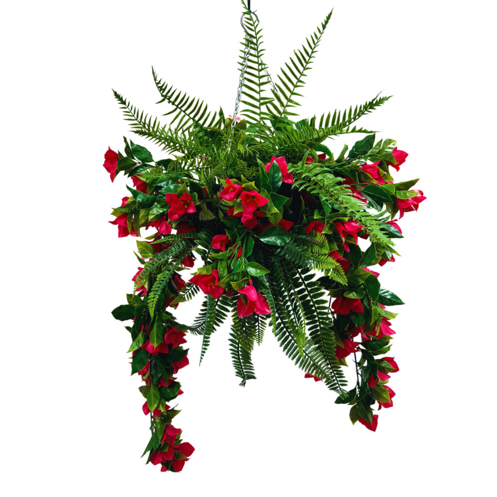 Artificial Tropical Bougainvillea Cascade Hanging Basket - Evergreen Direct