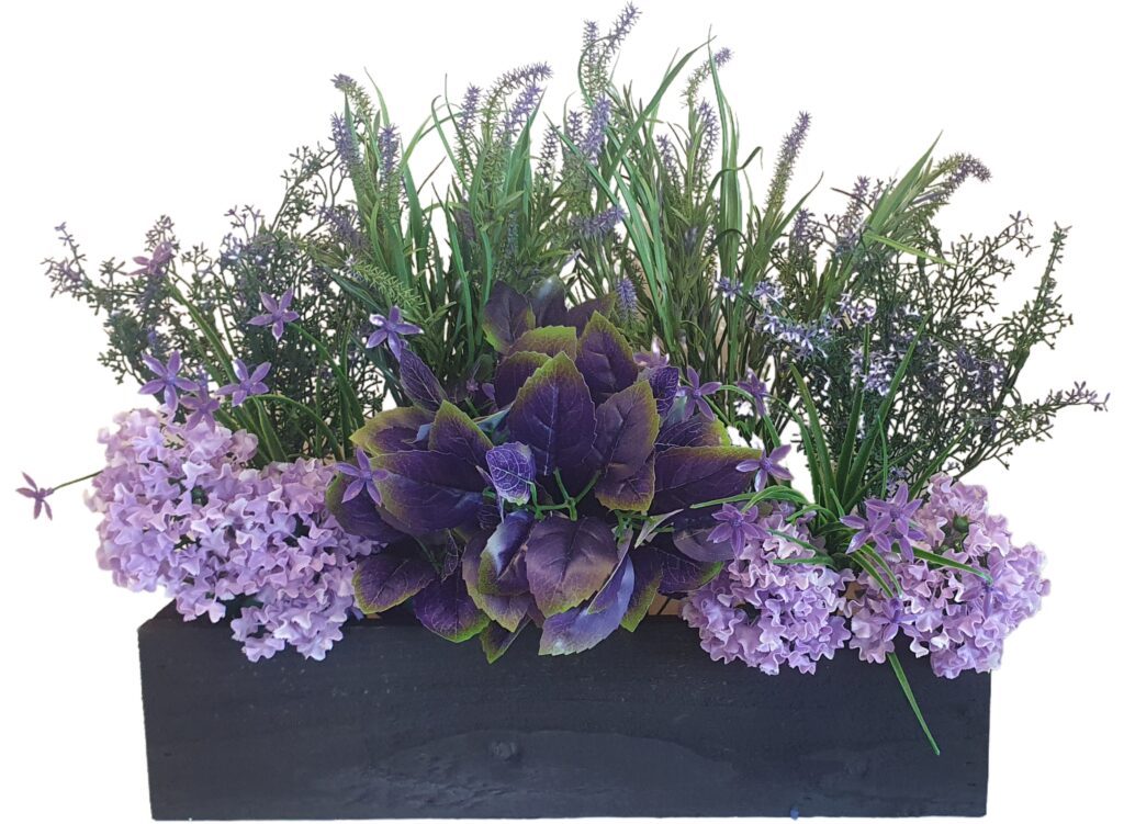 Artificial UV Lilac Meadow Window Box 50cm - Evergreen Direct