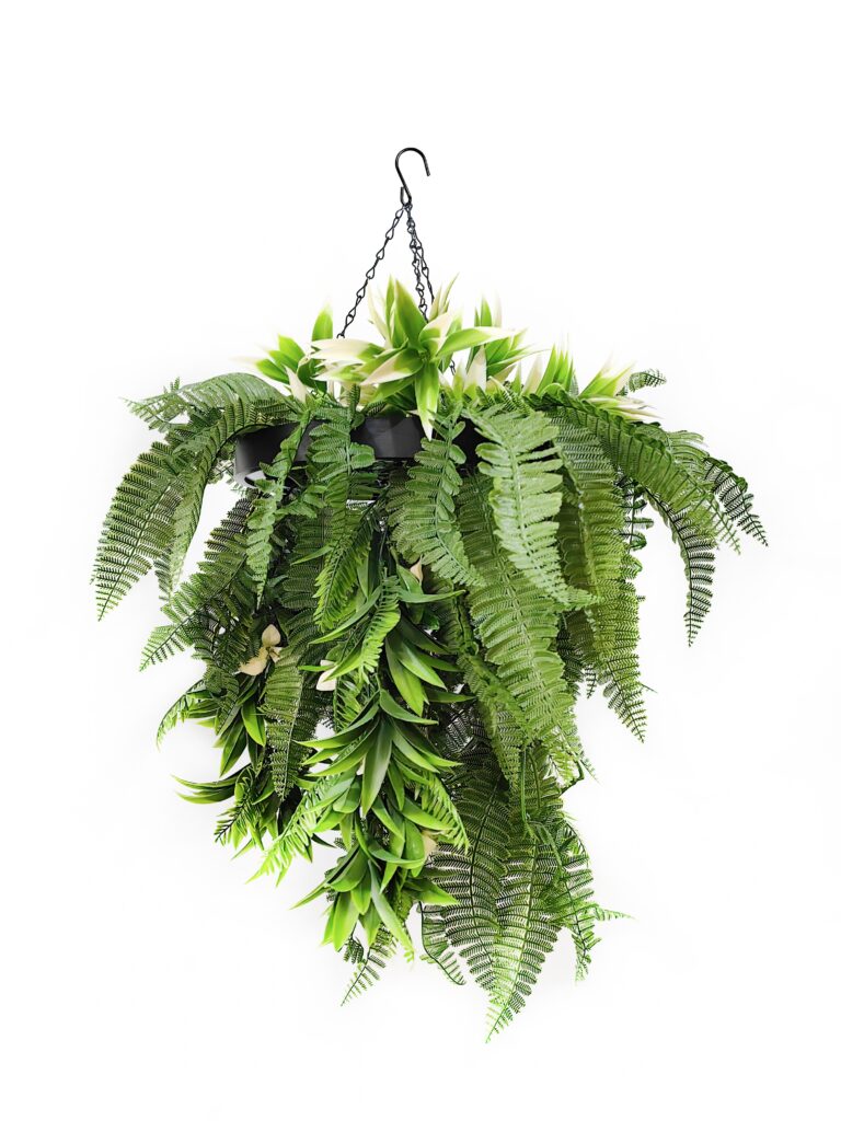 Artificial Interior Hanging Rainforest Fern & Foliage Display ...