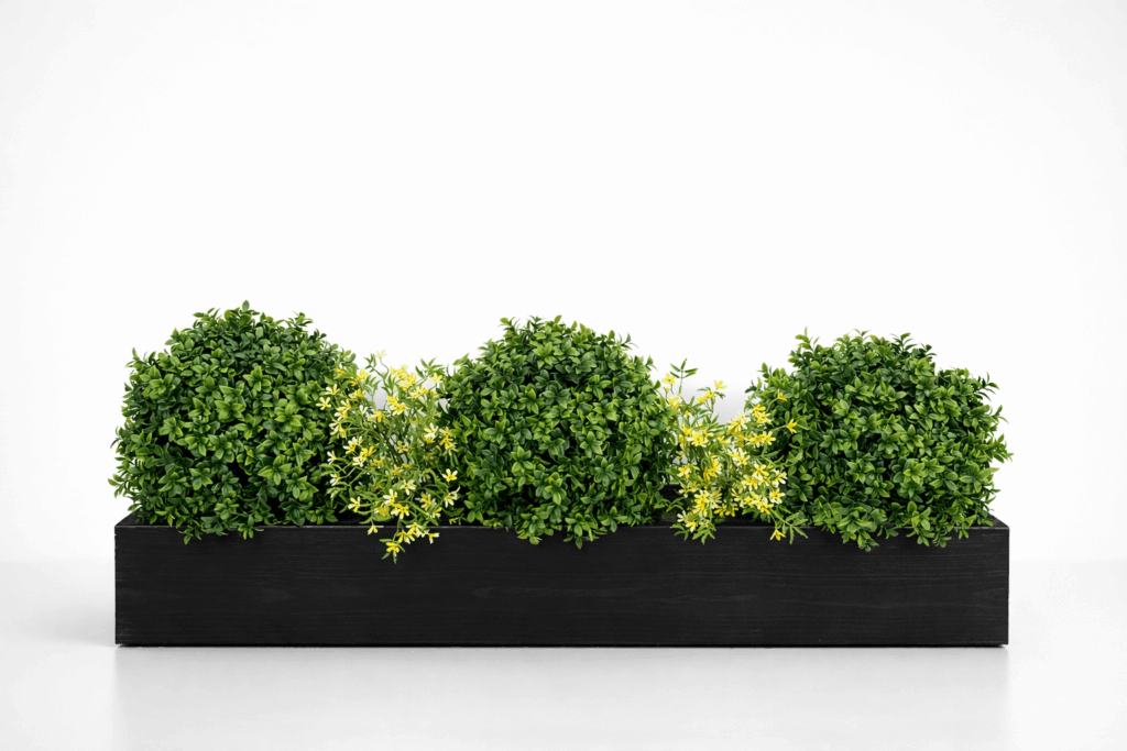 Artificial Buxus and Wildflower Window Box yellow - Evergreen Direct